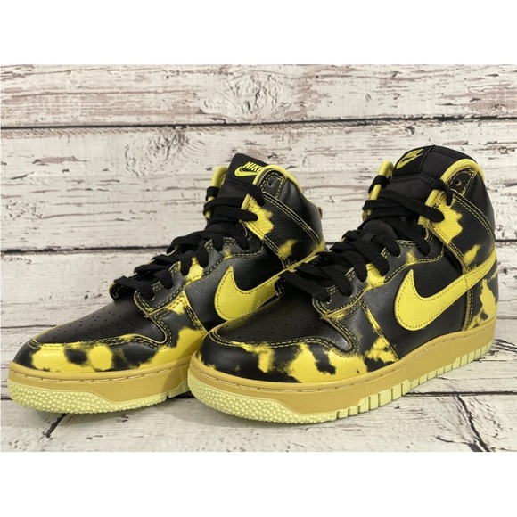 Nike | Shoes | Nike Dunk High 985 Yellow Acid Wash Black | Poshmark